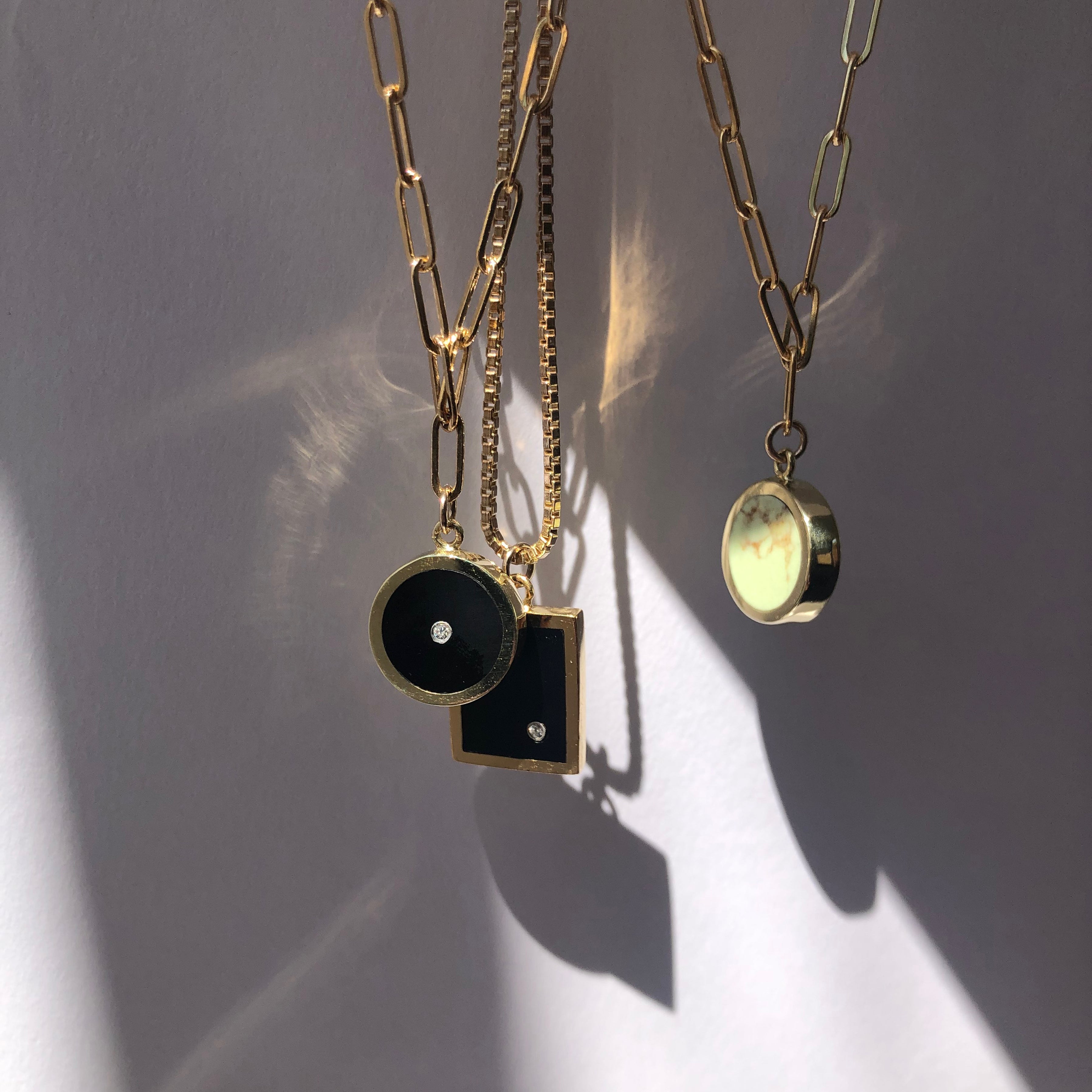 Legier Black Onyx with Diamond Round Stone Signet Pendant & Necklace– legier